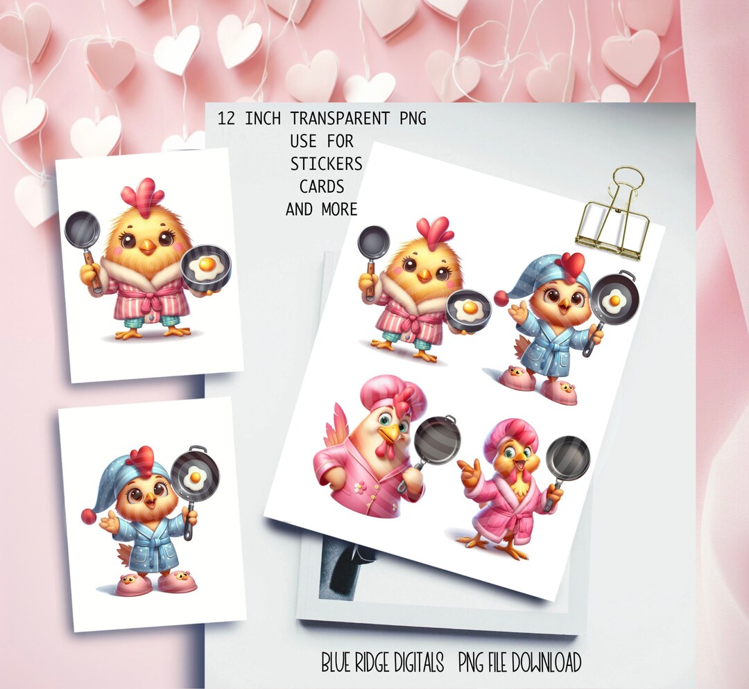 Funny Chicken Clipart Bundle Png Printable Sticker Card Mug Clipart PNG ...