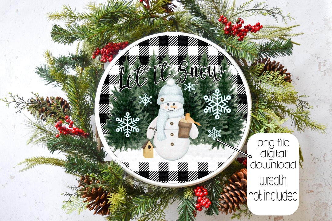 Snowman Round Door Sign, Sublimation Design, Door Wreath Sign, Door ...
