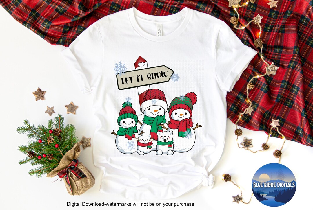 Cute Snowman Family Sublimation Design Let It Snow Png Snow - Etsy