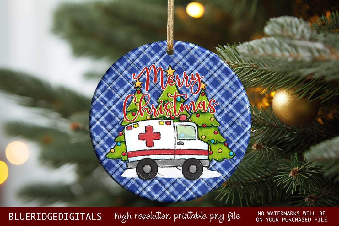EMT Christmas Ornament Sublimation Design Round PNG File Digital ...