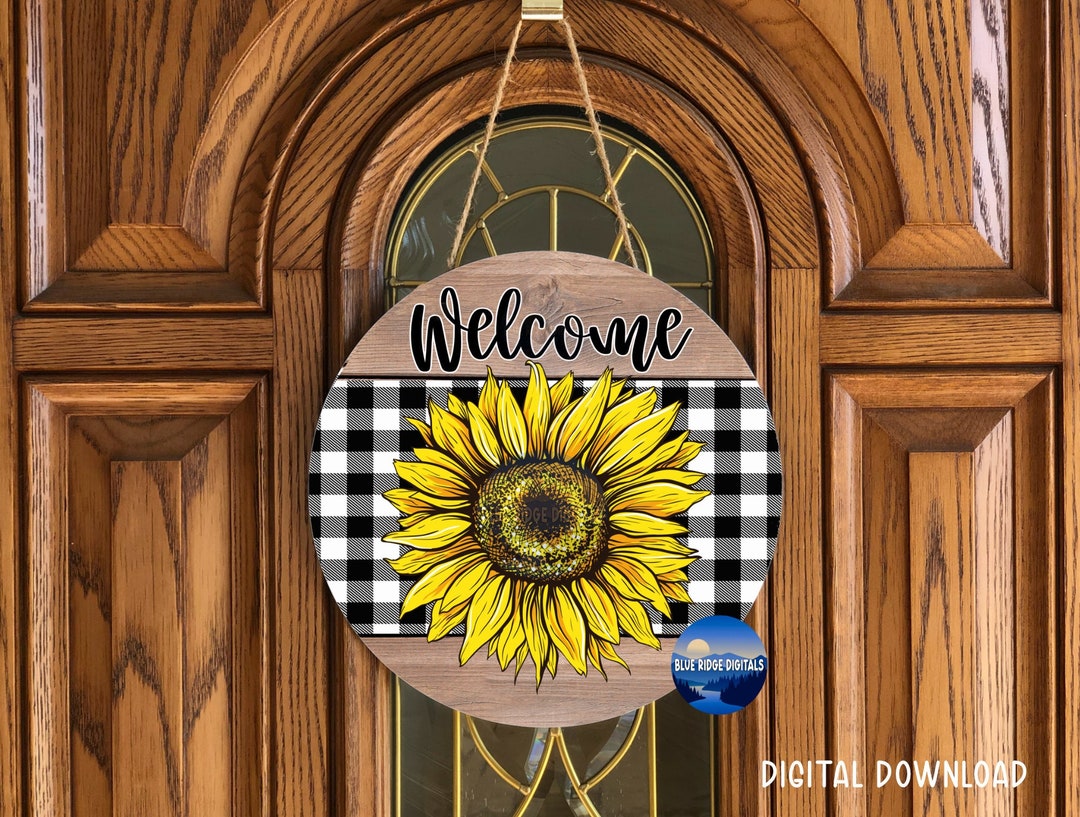 Round Door Hanger Sublimation Designs Sunflower Printable Sign - Etsy