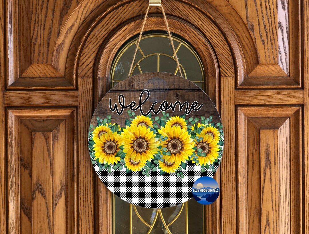 Sunflower Round Door Sign Sublimation Design Door Wreath - Etsy