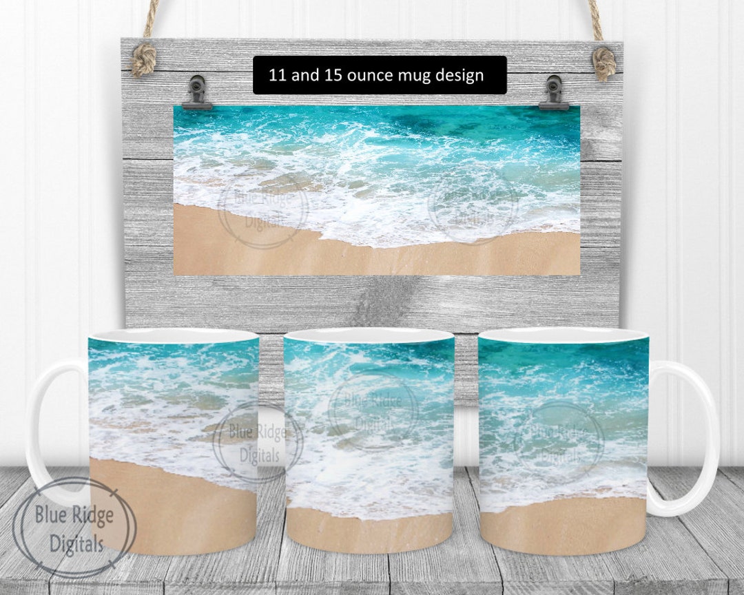 Beach Scene Full Wrap Mug Sublimation Design Beach Waves Water - Etsy