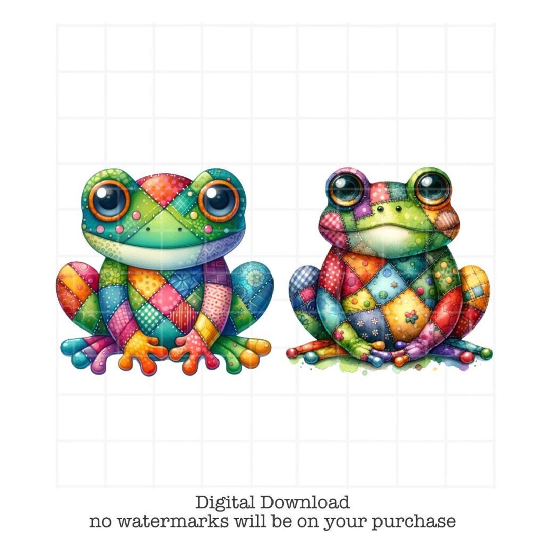 Patchwork Frogs Png, Frog Lover Clipart, Sublimation Designs, Quilted ...