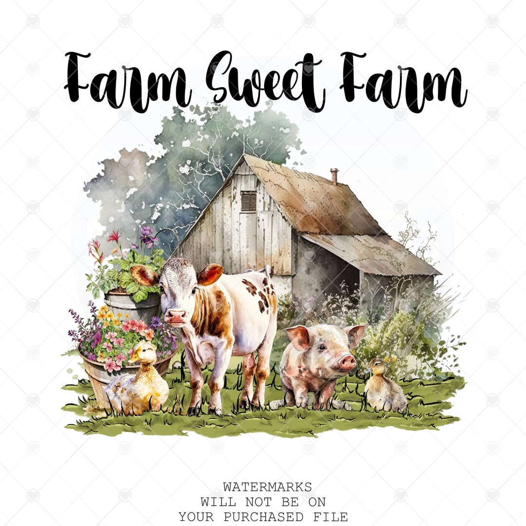 Farm Sweet Farm Png, Country Barn Sublimation Design Farm Scene and ...