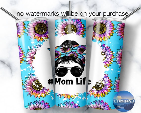 Mom Life 20 Oz Skinny Tumbler Sublimation Design Rainbow Etsy