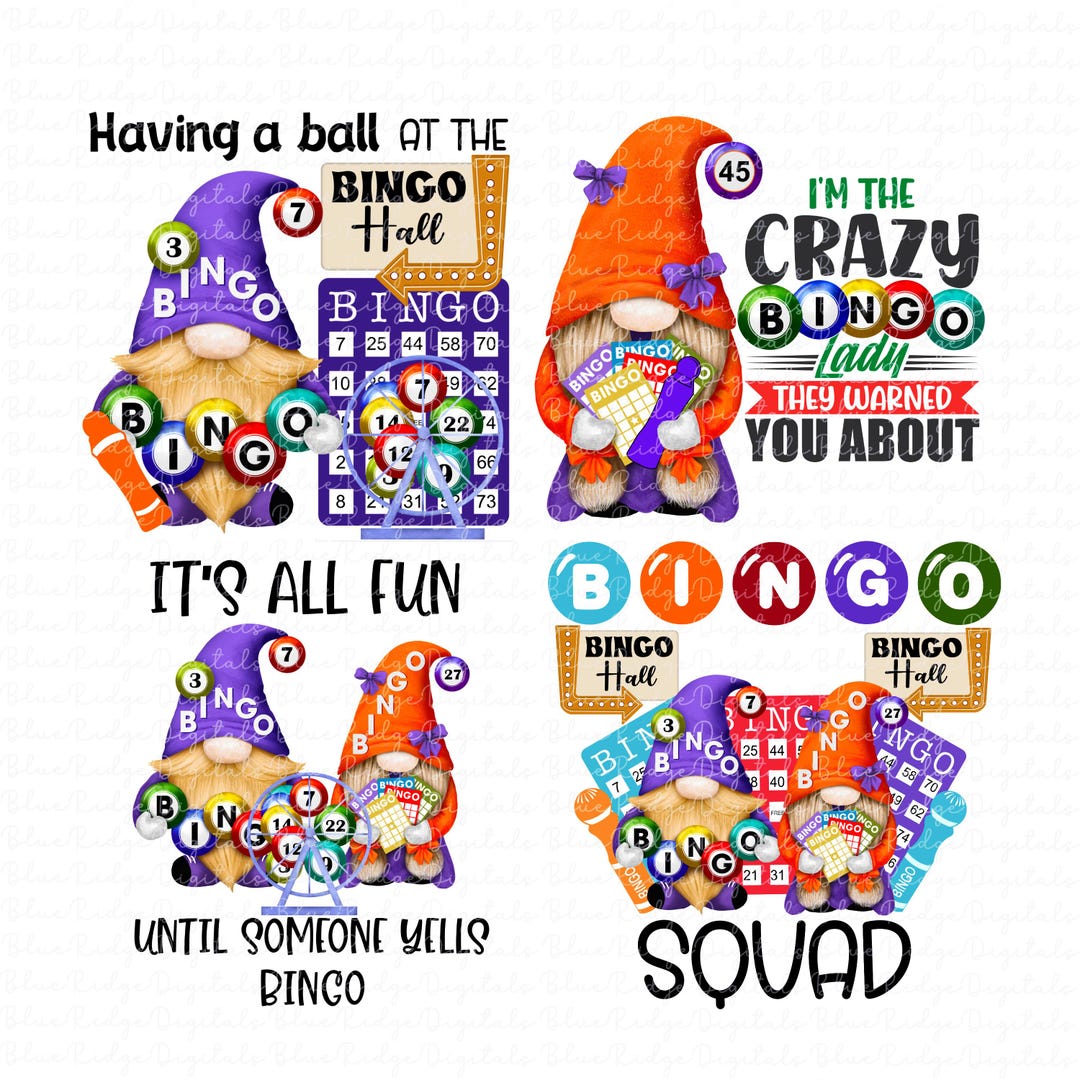 Funny Bingo Lady, Bingo Gnome Bundle, Sublimation Design, Png Digital ...