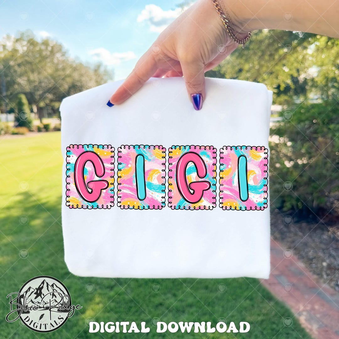Gigi PNG Whimsical Brushstroke Doodle Lettering Mothers Day Sublimation ...