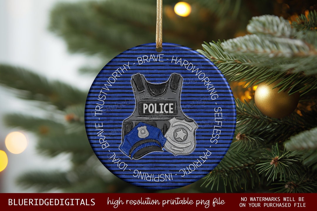 Police Officer Christmas Ornament Sublimation Design Round Ornament ...