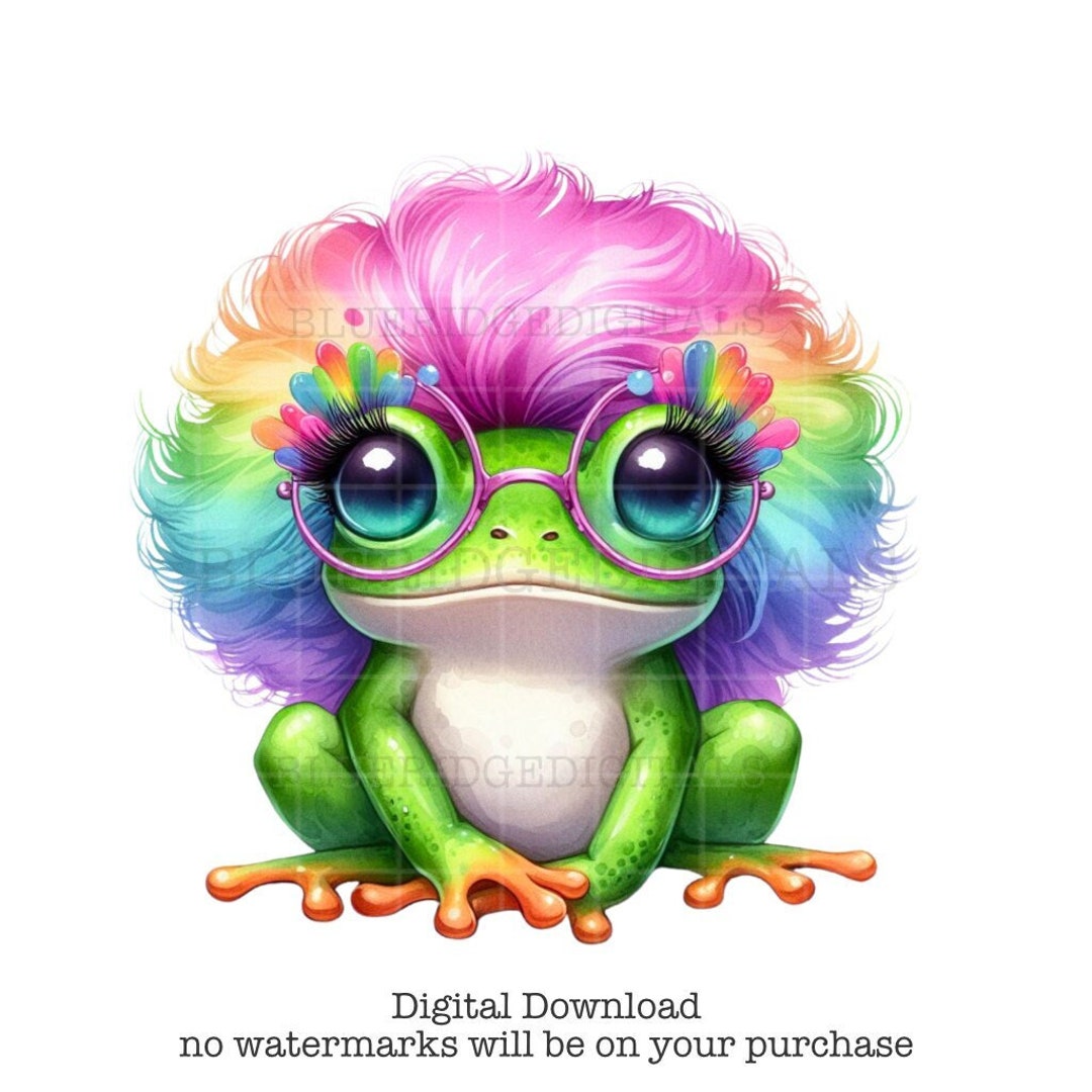 Rainbow Frog Png, Green Frog Clipart, Sublimation Designs, Design ...