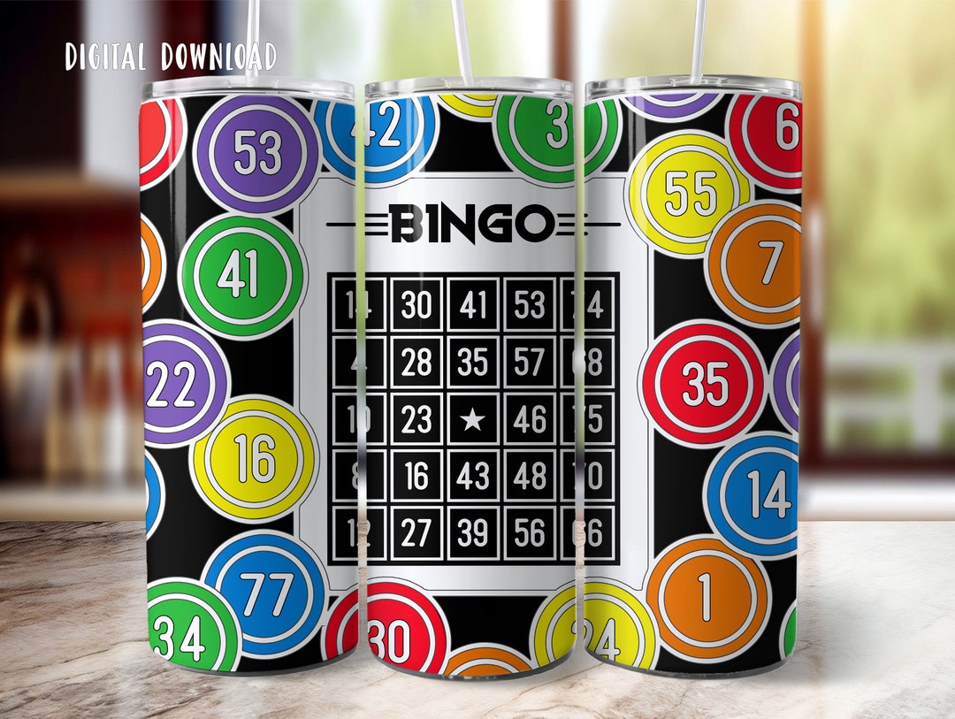 Bingo Sublimation Designs, 20 Oz Skinny Tumbler Template PNG Digital ...