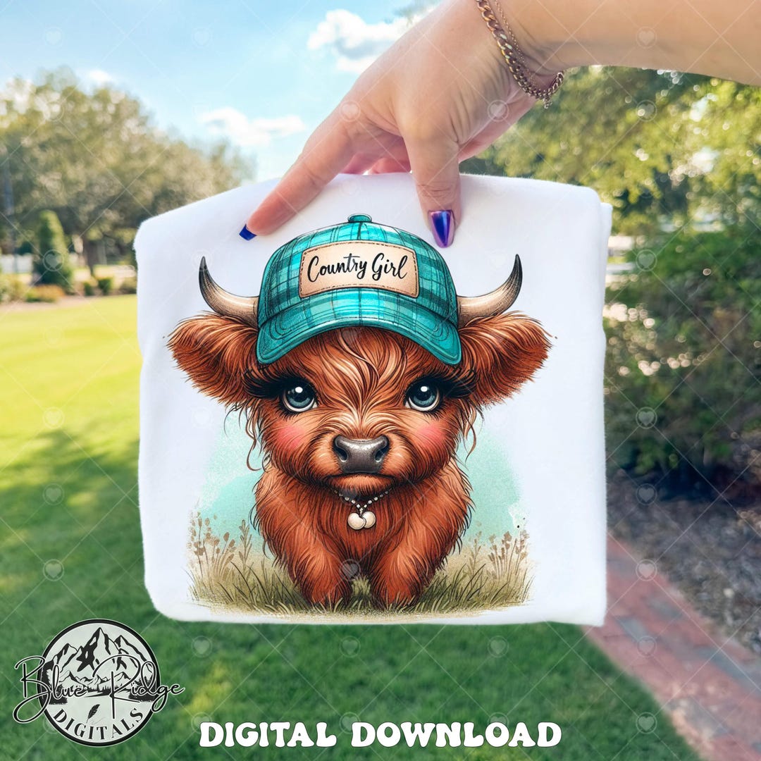 Highland Cow, Country Girl PNG, Sublimation Design (digital Download ...