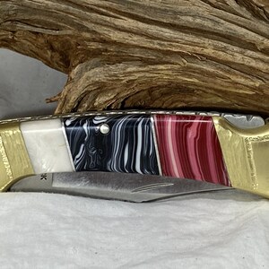 Custom Buck Ranger 112 Lockback Knife With Custom White Mop/obsidian ...