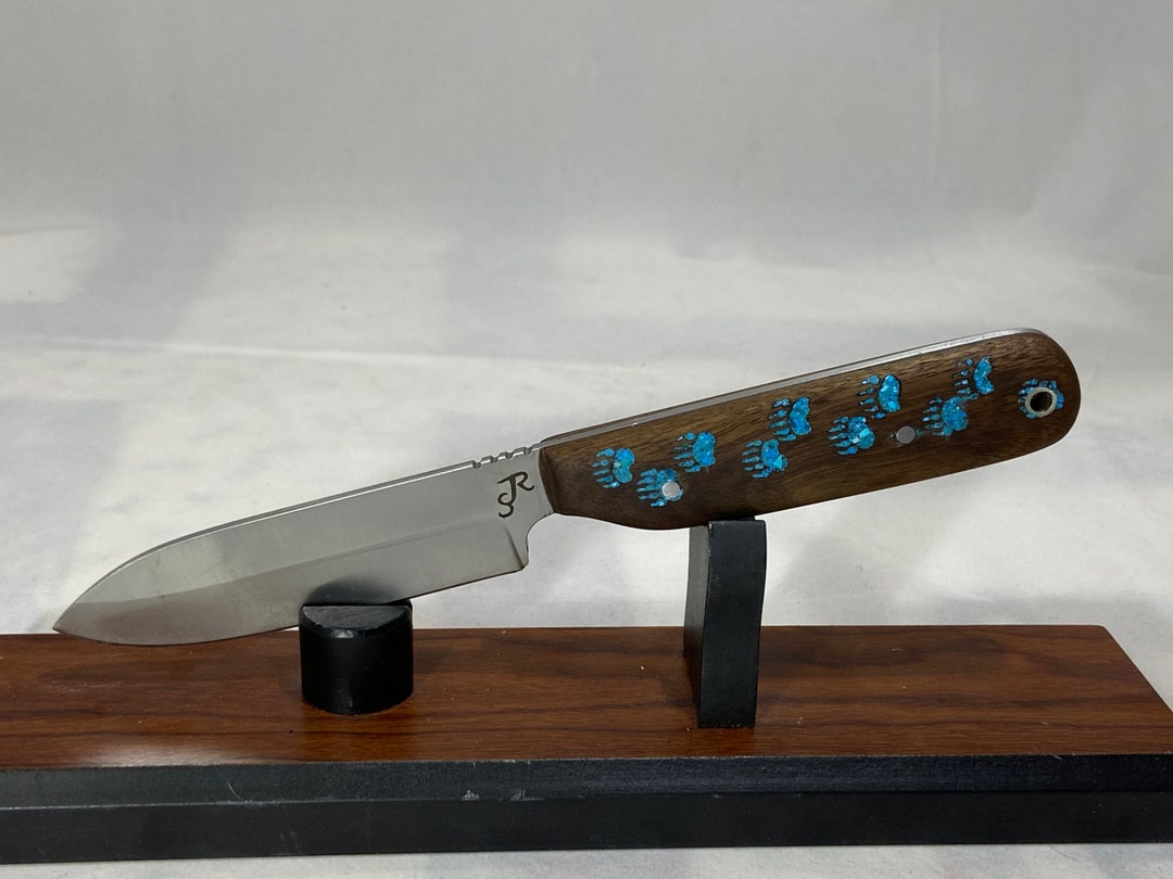Custom Fixed Blade All Around Camp Knife With Custom Peruvian Walnut ...