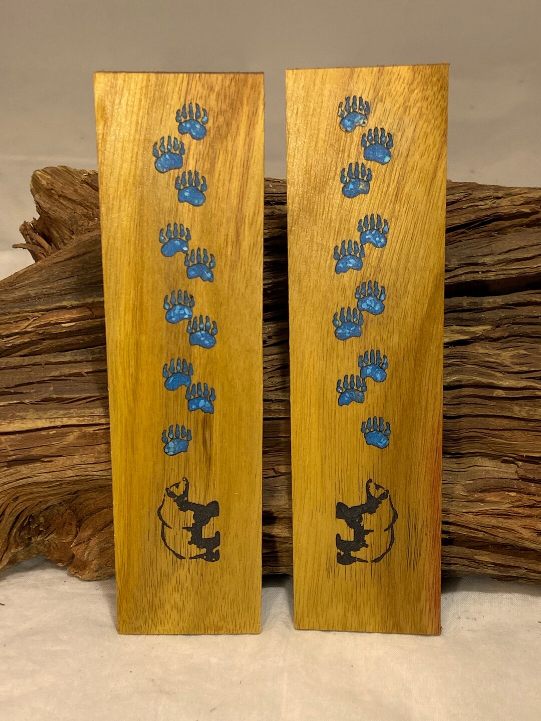 Turquoise Inlay and Wood Knife Combination Scales (pair) - Etsy