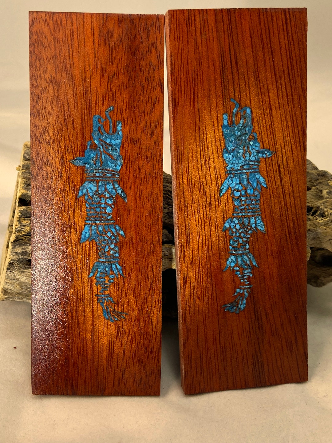Turquoise Inlay and Wood Combination Knife Scales (pair) - Etsy