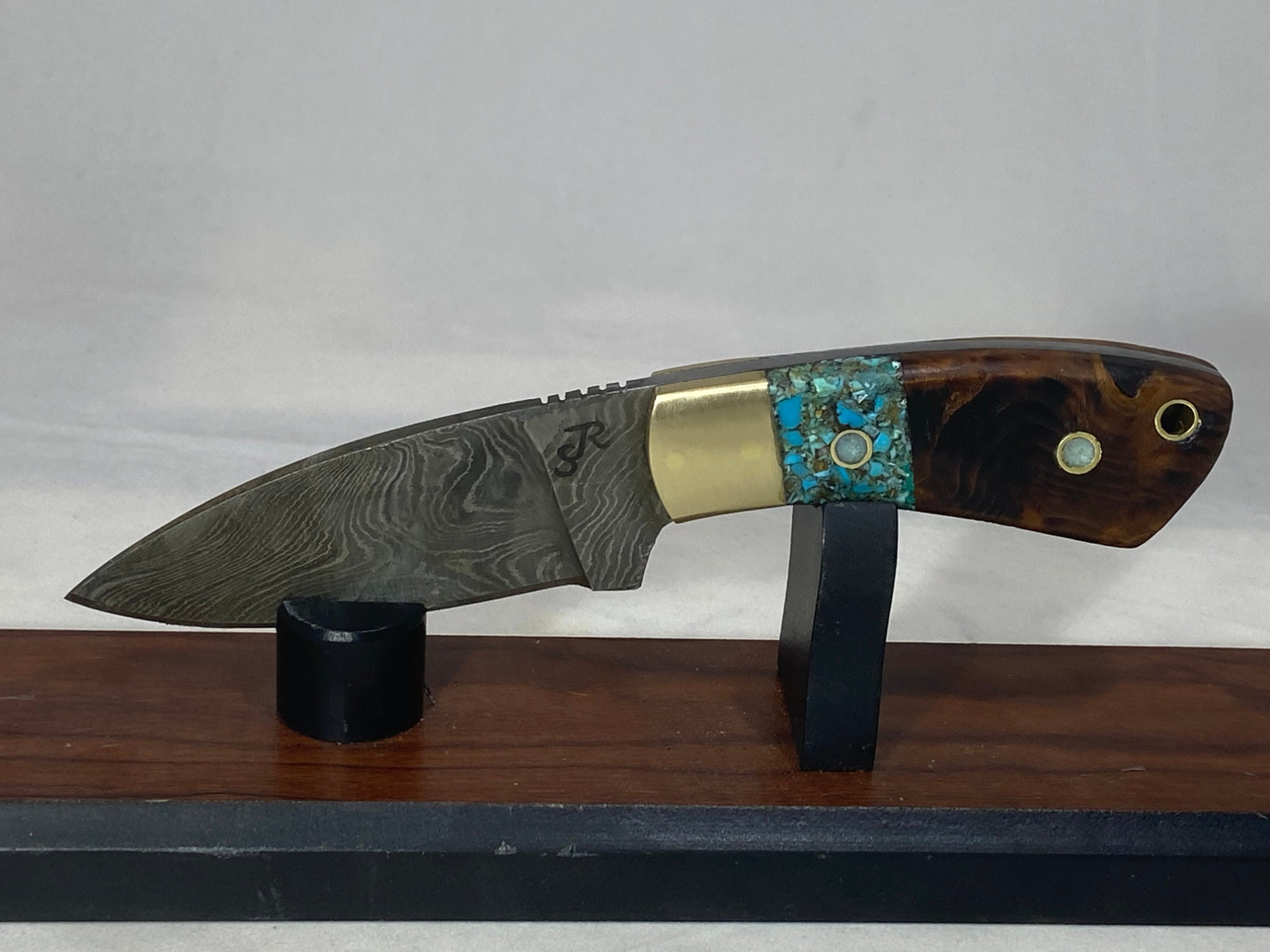Custom Fixed Blade Handmade Damascus Steel Hunting/skinning Knife With ...