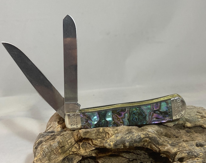 Customized Case XX Trapper Knife Model 3254 Custom Paua Abalone Scales ...
