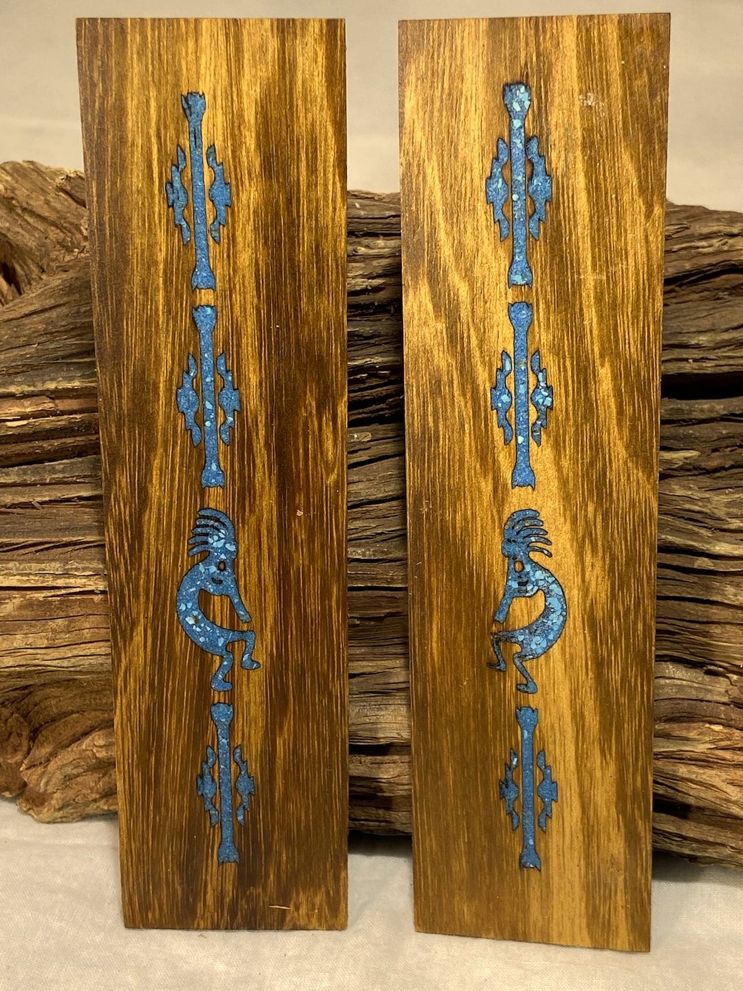 Turquoise Inlay and Wood Knife Combination Scales (pair) - Etsy