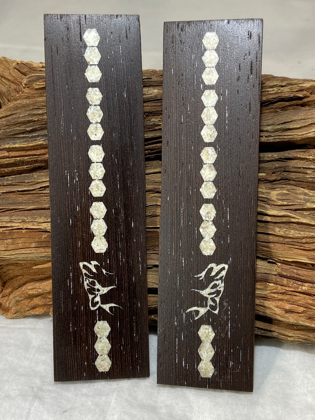 Mother of Pearl Inlay and Wood Knife Combination Scales (pair) - Etsy