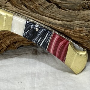 Custom Buck Ranger 112 Lockback Knife With Custom White Mop/obsidian ...