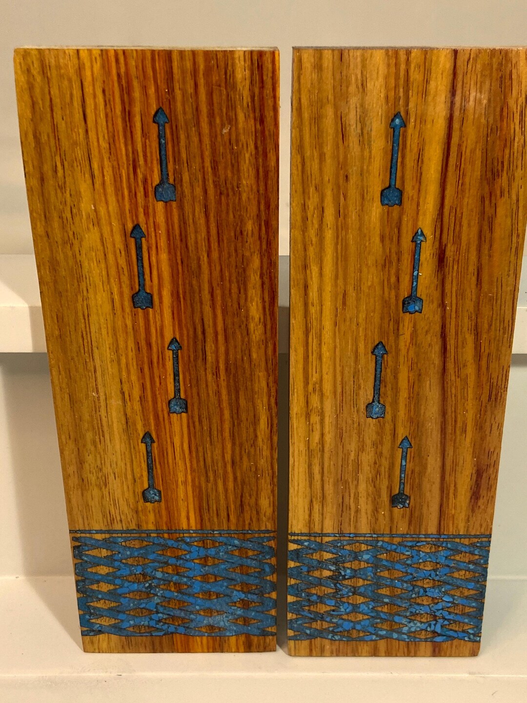 Turquoise Inlay and Wood Knife Combination Scales (pair) - Etsy