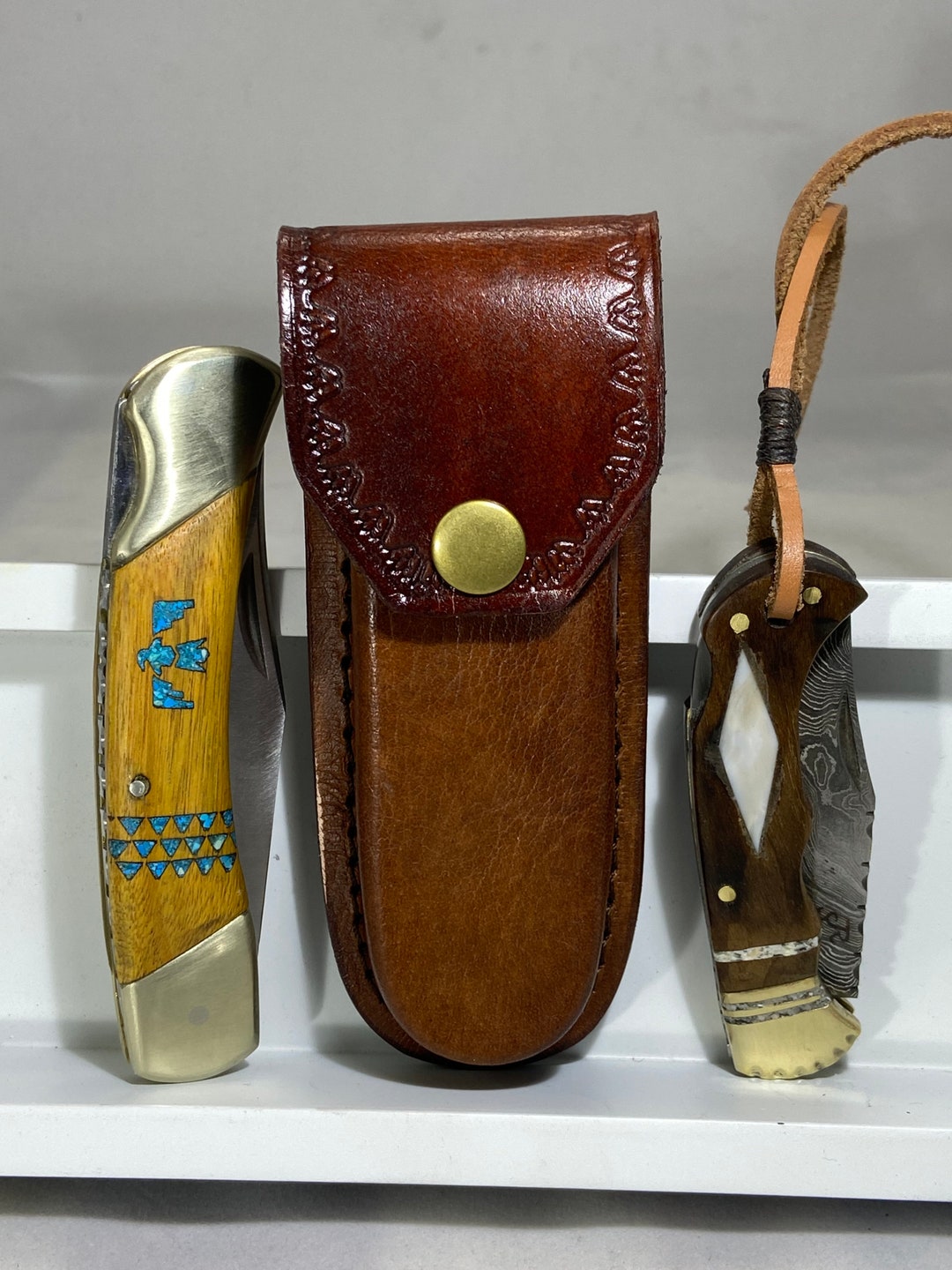 Folding Knife Sheath With Optional Personalization for Large Lockback ...