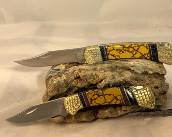 Custom Buck Ranger 112 Lockback Knife With Custom White Mop/obsidian ...