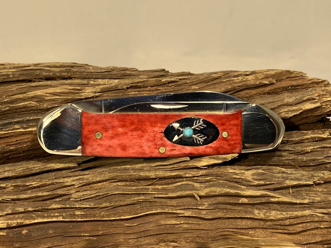 Customized Case XX Canoe Knife Model 62131 -- Custom Red Bone, Sterling ...