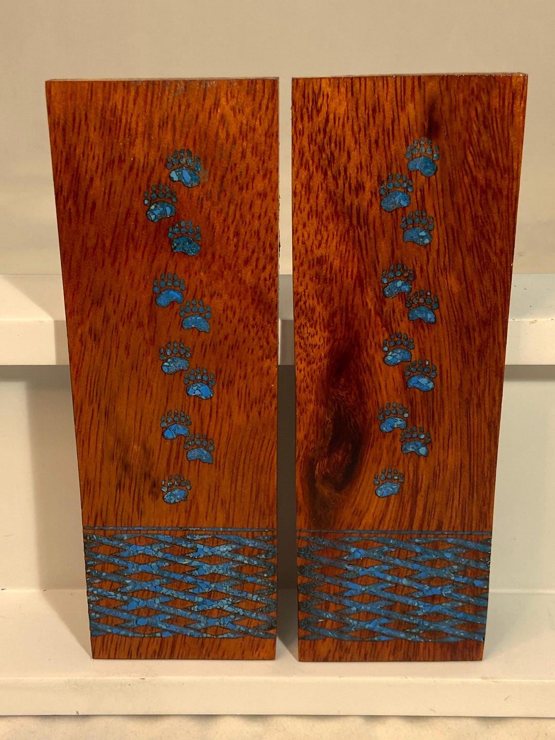 Turquoise Inlay and Wood Combination Knife Scales (pair) - Etsy