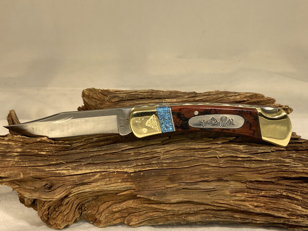 Custom Buck Hunter 110 Lockback Knife With Custom Blood Wood Scales ...