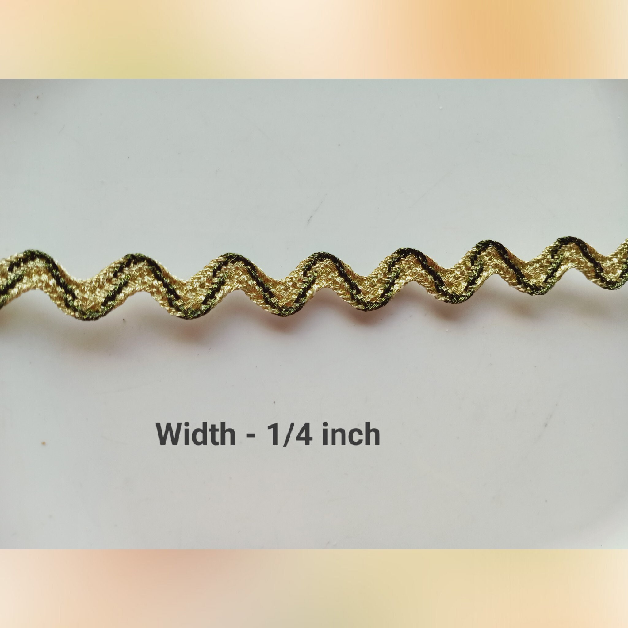 1/4 Ric Rac Light Gold and Olive Green Ric Rac Please - Etsy