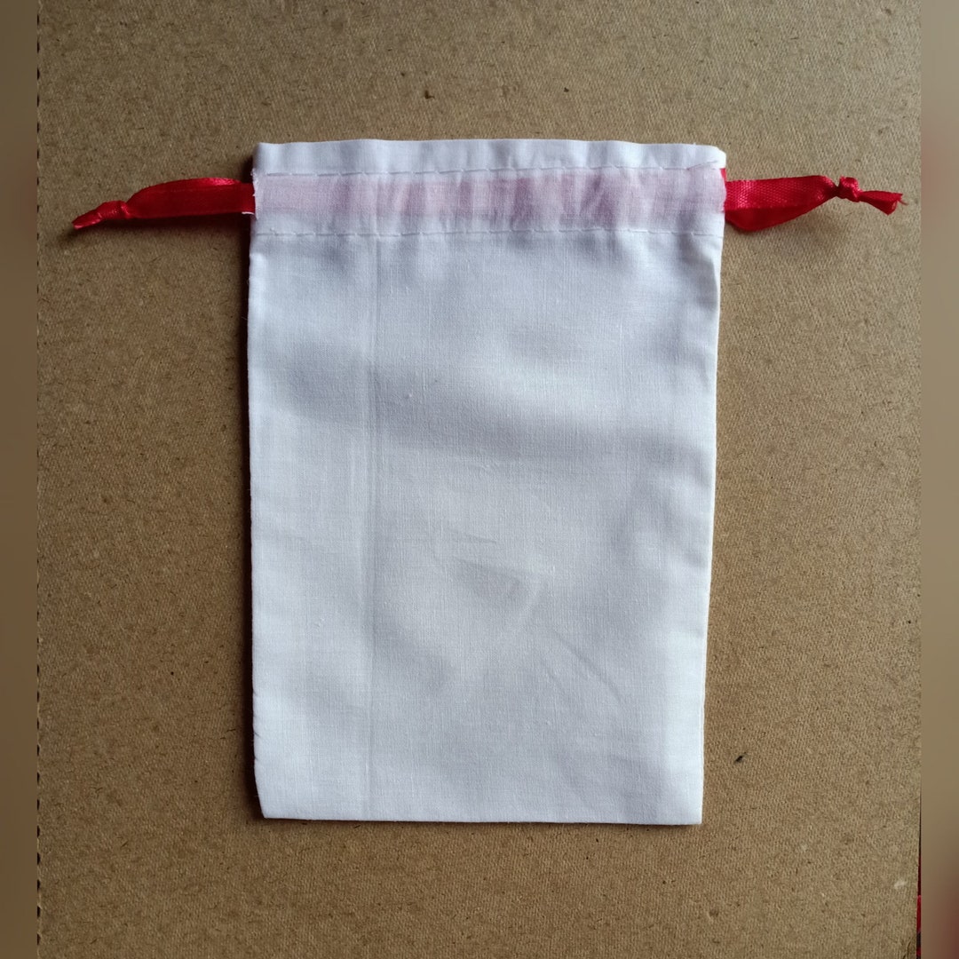 50 3x4 Cotton Bags With Red Ribbon Pouches for Candy Jewelry - Etsy