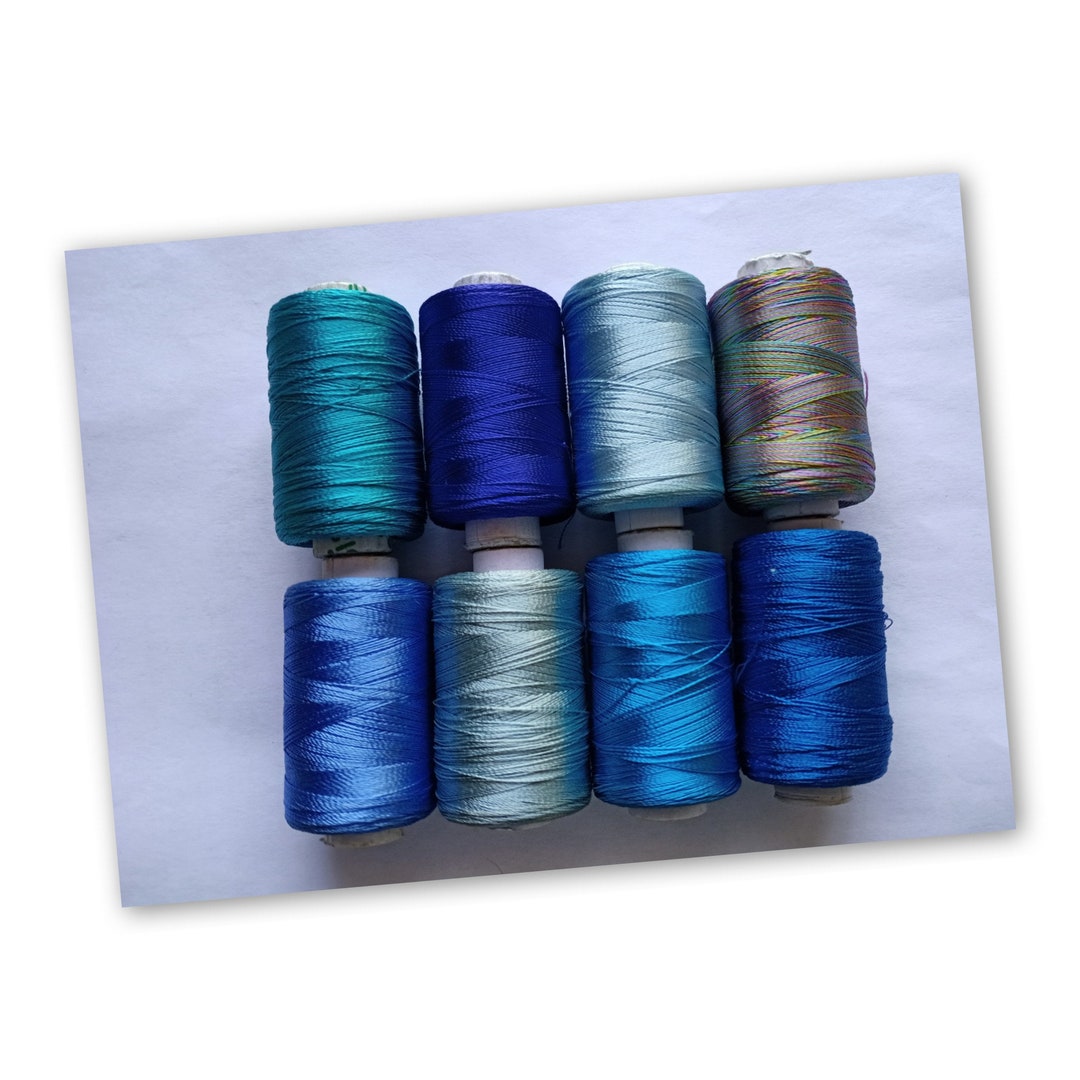 Blue Silk Thread Assorted 8 Shades of Blue Color Art Silk Thread, Art ...