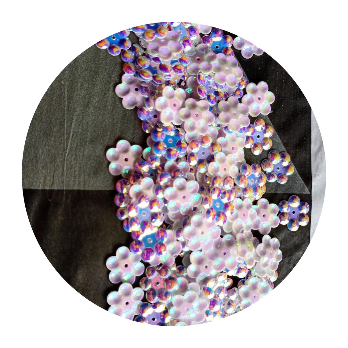 White Iridescent Flower Sequins Width 1/2 Inch Floral Sequin - Etsy Canada