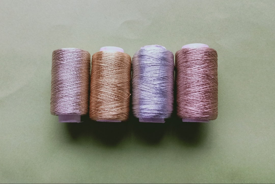 Metallic Art Silk Embroidery Thread: Gold, Copper, Silver - 500 Yards ...
