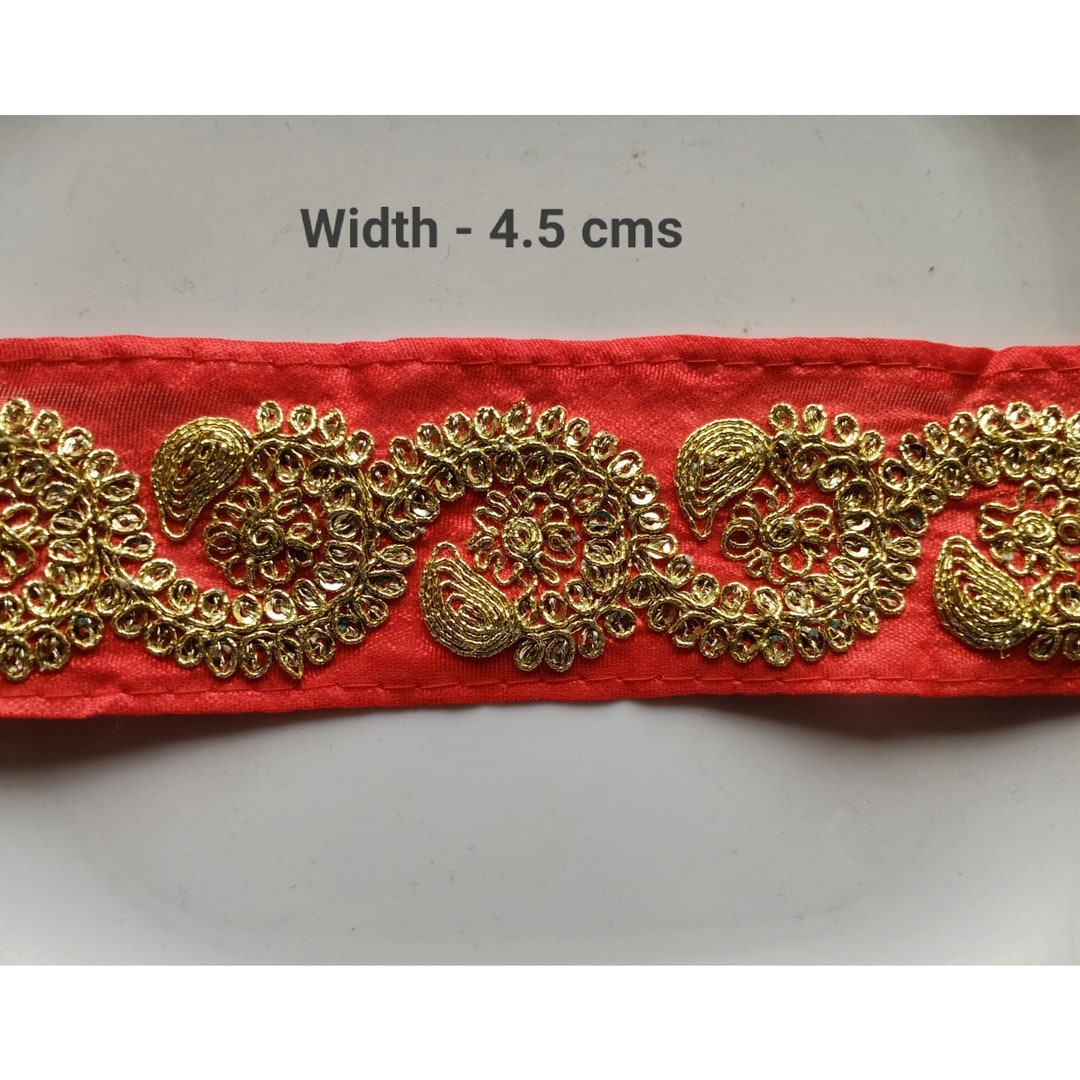 1 Yard Red and Gold Trim Width 4.5 Cms Red Trim - Etsy