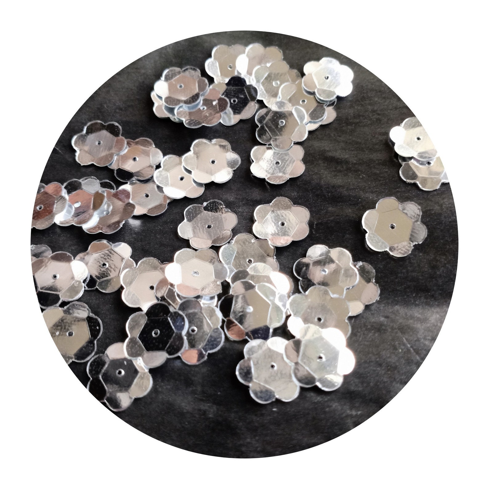 Silver Floral Sequins Flower Sequin Silver Flower Sequin Small Flower ...