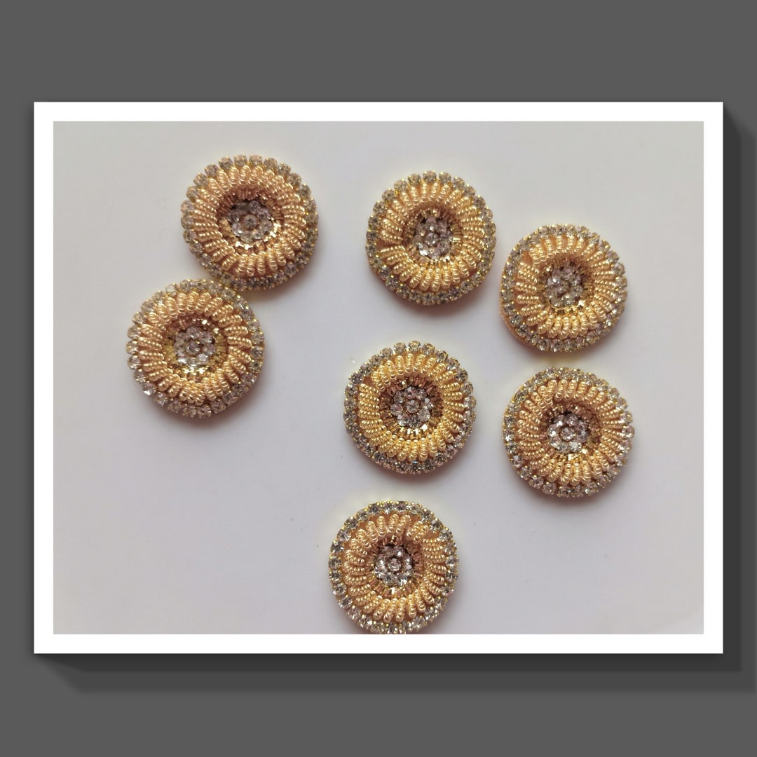 Gold Round Applique Gold Rhinestone Chain Appliques Round Patches Hand ...