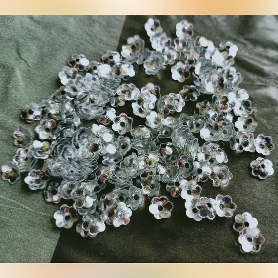 Silver Flower Sequin Floral Sequin Tiny Flower Sequins - Etsy