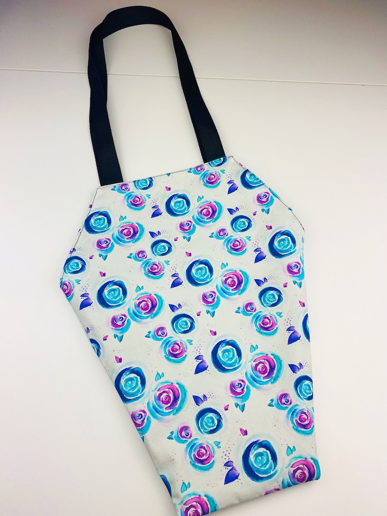 Coffin Tote Bag- Floral Coffin Shaped Bag- Watercolor Roses Bag - Etsy