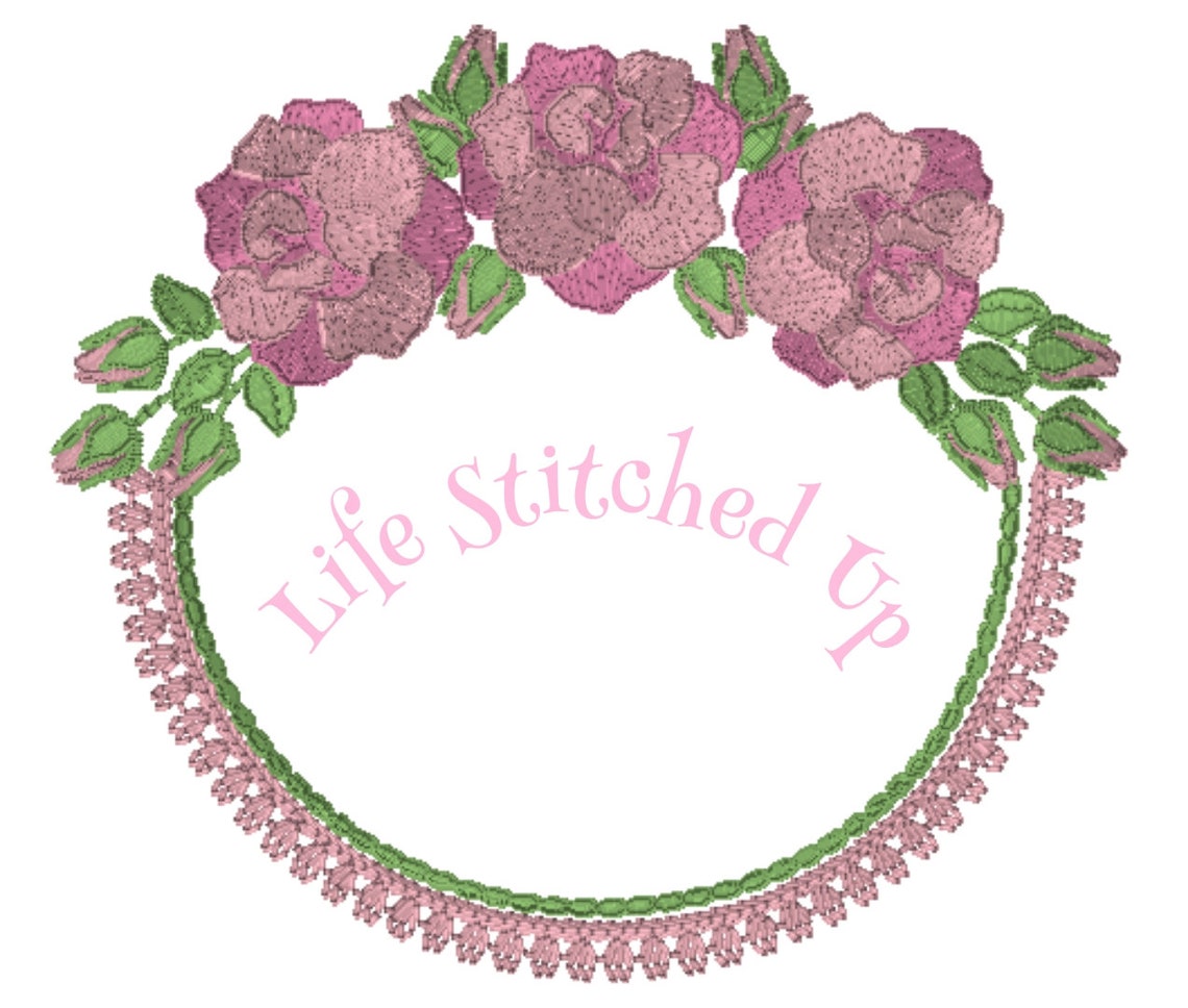 Rose Wreath Embroidery Frame, Monogram Frames for Machine Embroidery ...