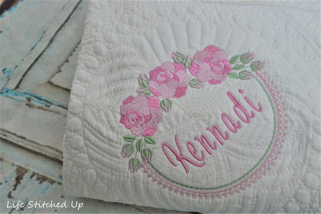 Rose Wreath Embroidery Frame, Monogram Frames for Machine Embroidery ...