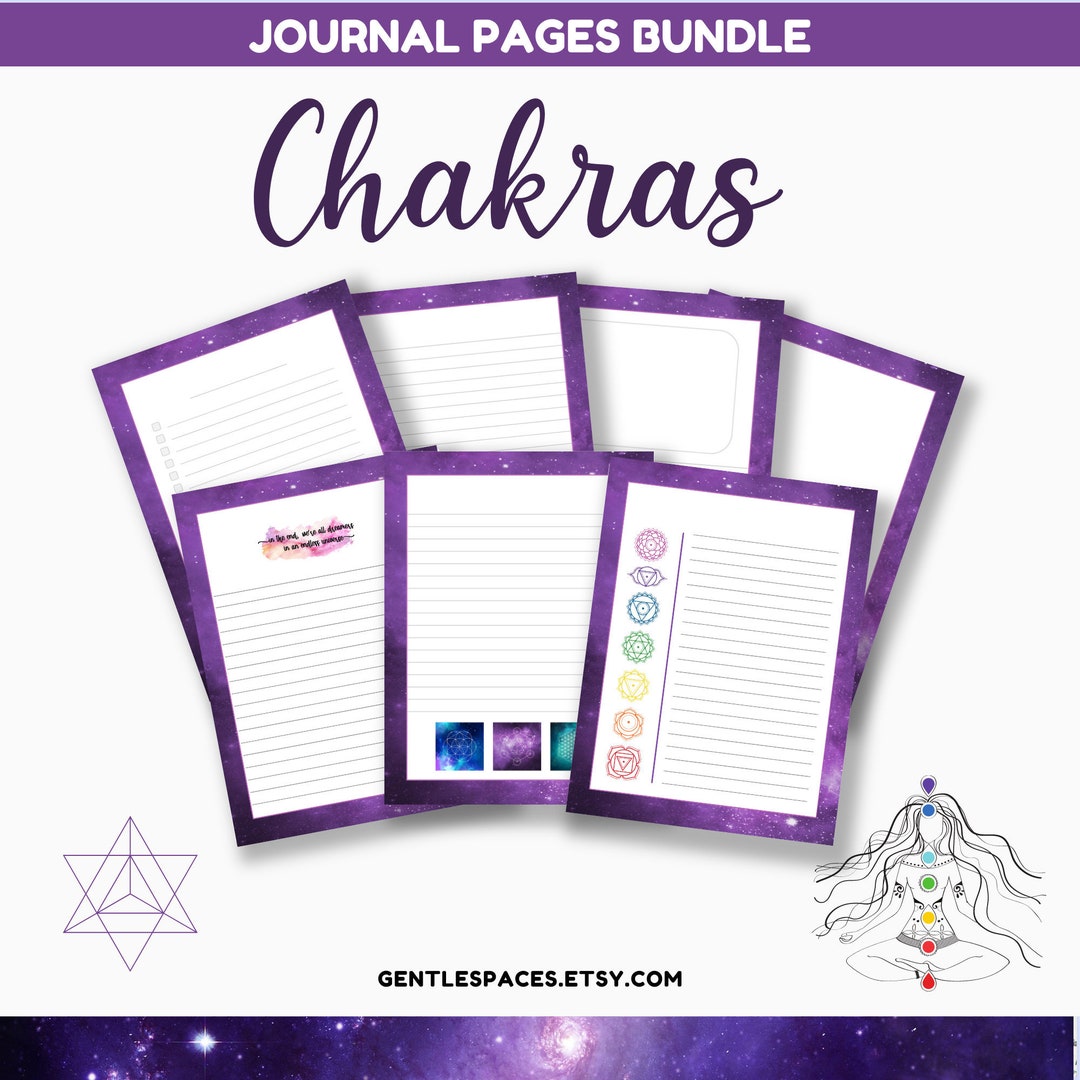 Journal Pages With Chakras and Symbols for Your Spiritual Journey ...