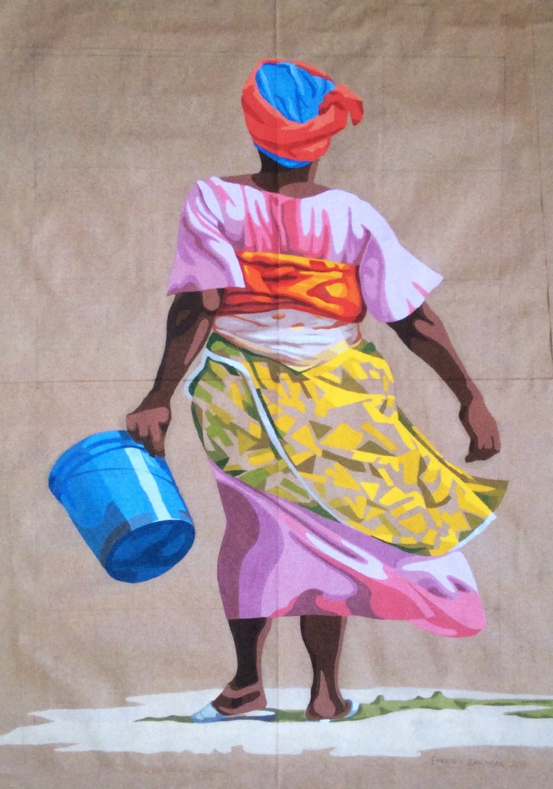 Postcard of Painting of Zanzibar Woman Collecting Shellfish, by ...