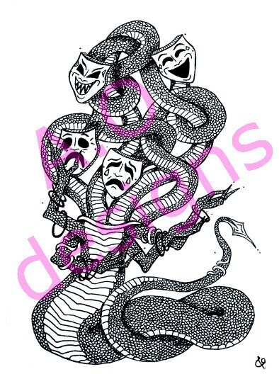 Original Drawing: snakes Have Many Faces A.O - Etsy