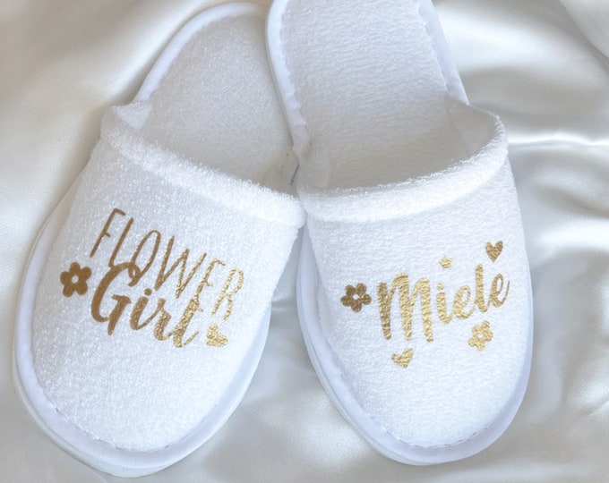 Flower Girl Custom Slippers Wedding Favor Flower Girl Proposal Kids ...