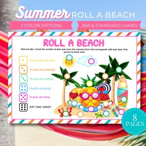 Roll A Beach Game, Printable Roll Dice Game, Dice Game for Kids and ...
