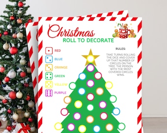 Roll A Tree Christmas Game, Printable Christmas Games, Roll A Tree Dice ...