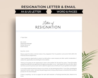 Resignation Letter Template, Resignation Letter, Resignation ...